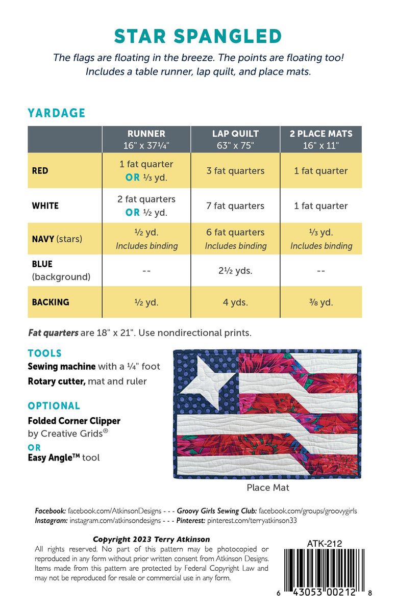 Star Spangled PDF Pattern – Atkinson Designs