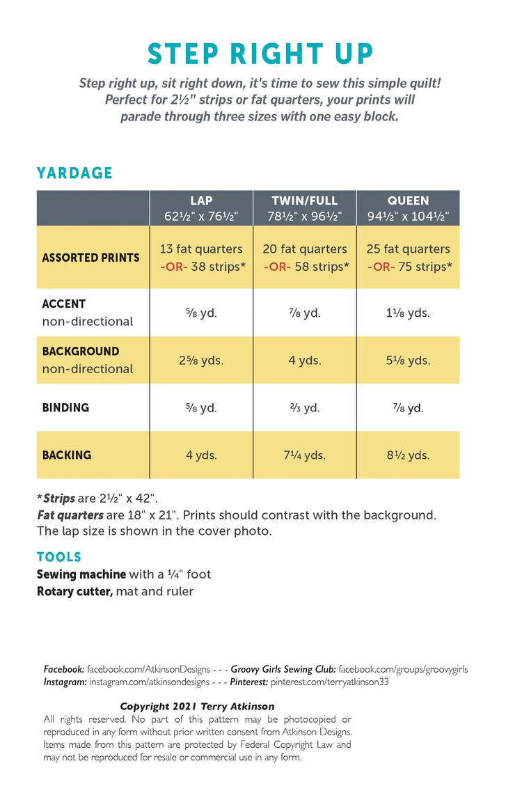 Step Right Up PDF Pattern – Atkinson Designs