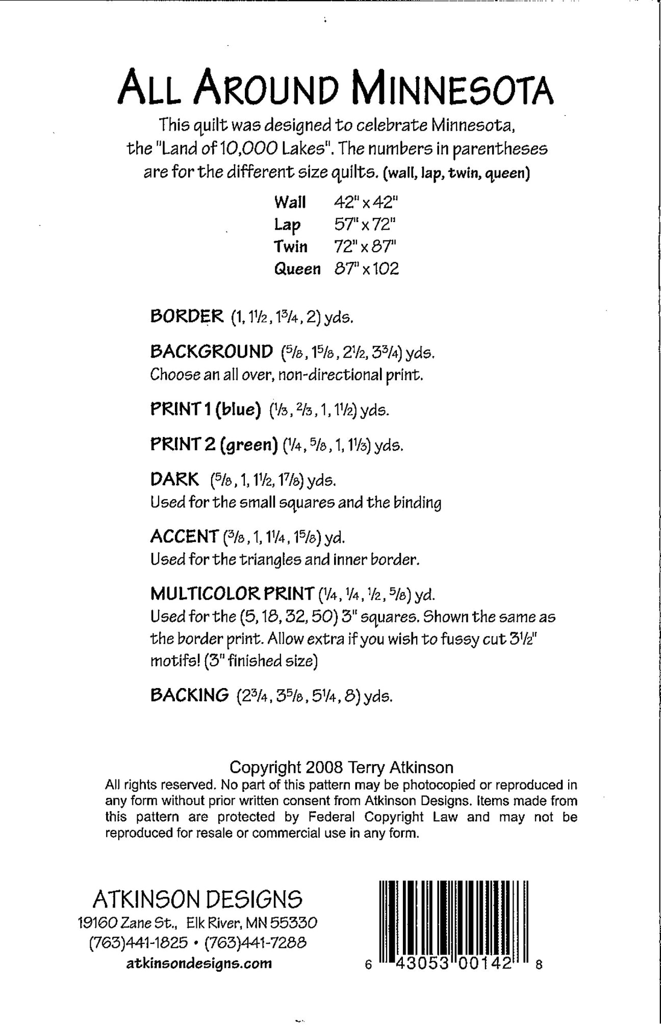 All Around Minnesota Pattern – Atkinson Designs