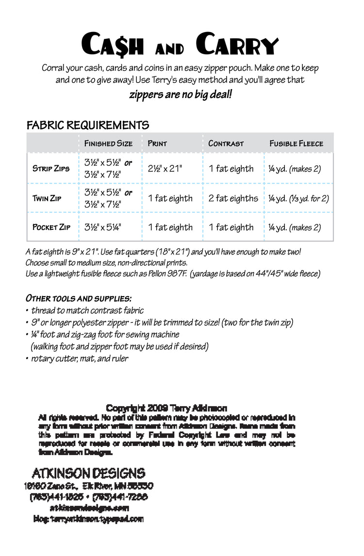 Cash and Carry Pattern – Atkinson Designs