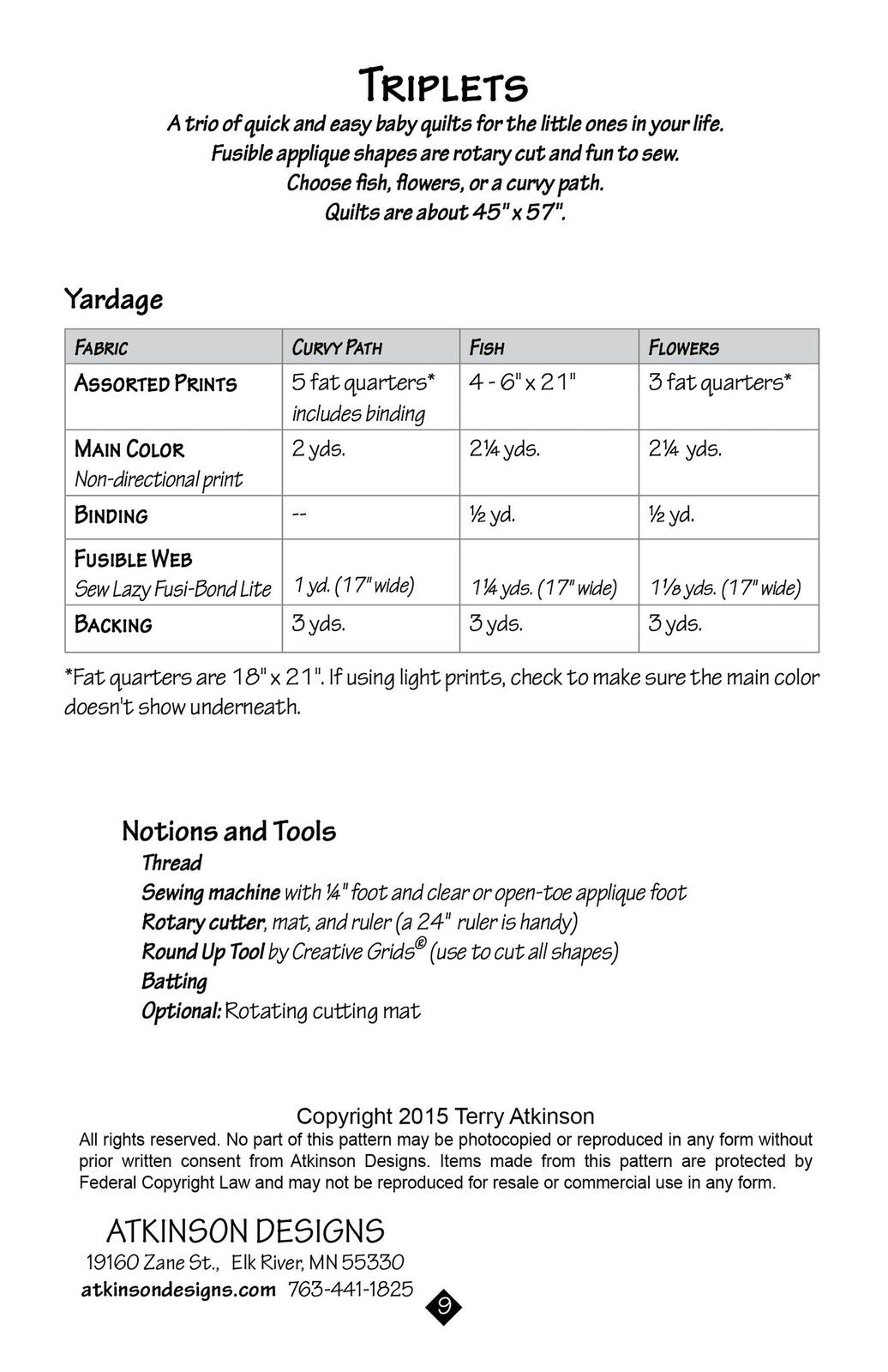 Triplets Pattern – Atkinson Designs