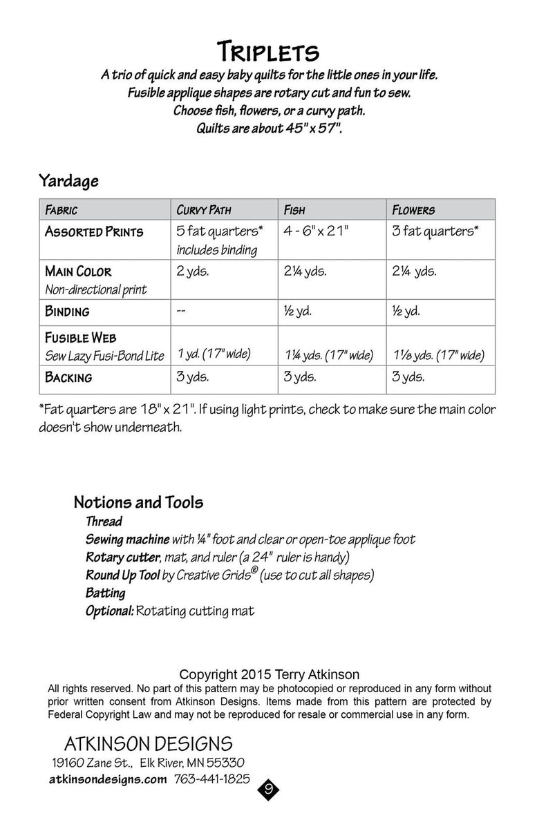 Triplets Pattern – Atkinson Designs